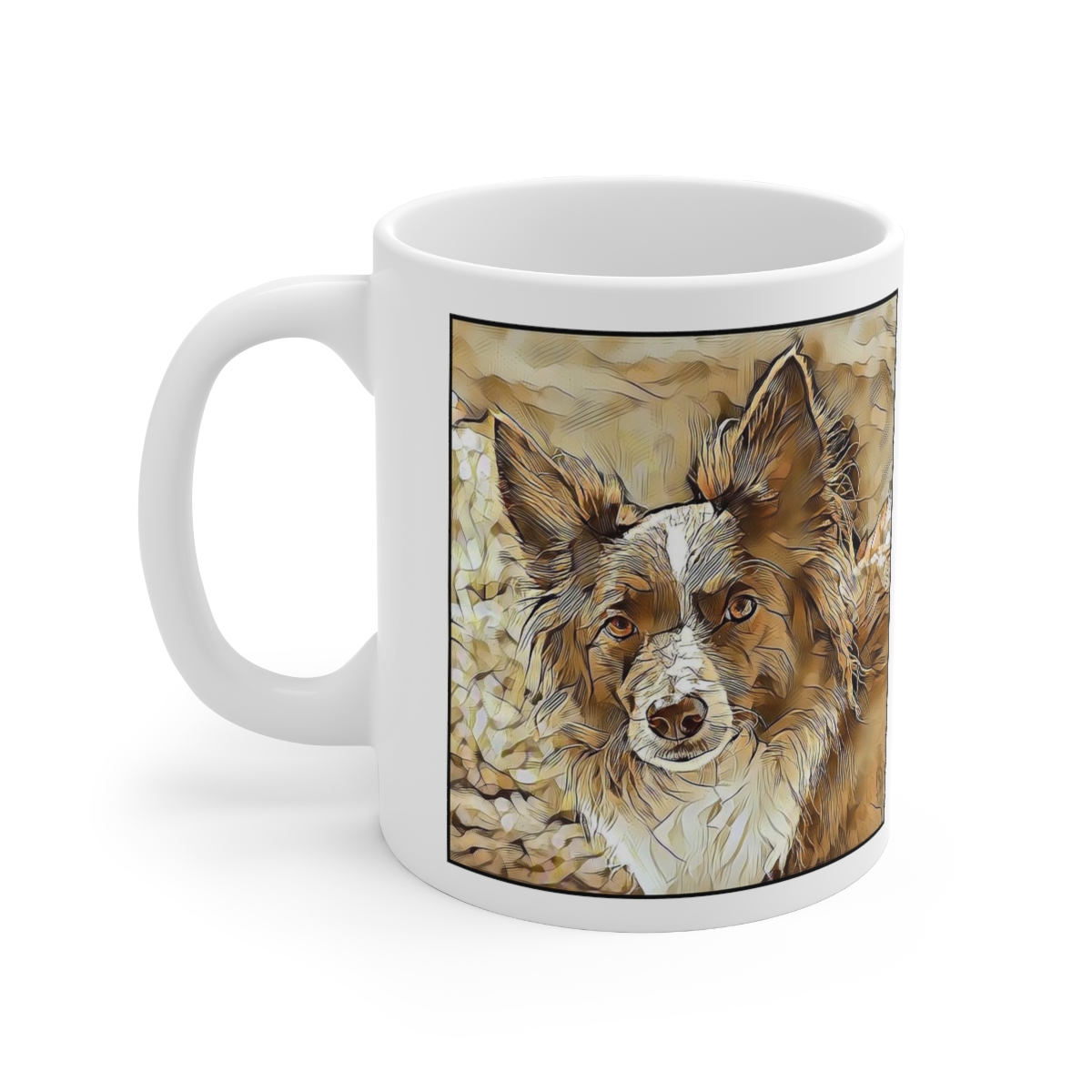 Custom Border Collie Dog Mug - Coloromo Art Style Hairy Styles | Coloromo