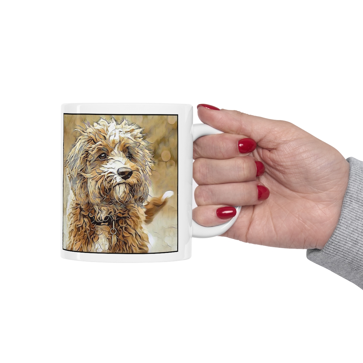 Custom Cavapoo Dog Mug - Coloromo Art Style Hairy Styles | Coloromo