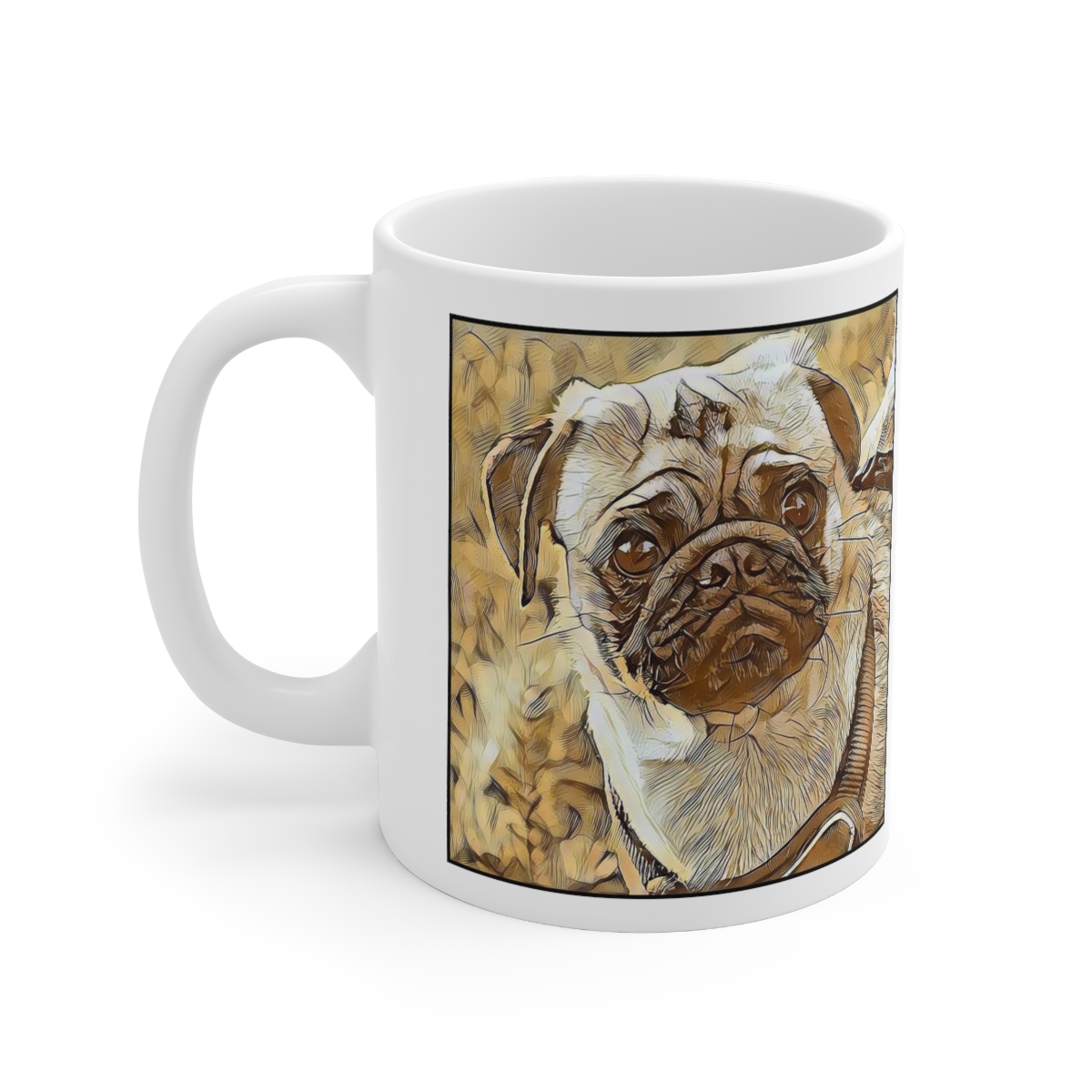 Custom Pug Dog Mug - Coloromo Art Style Hairy Styles | Coloromo