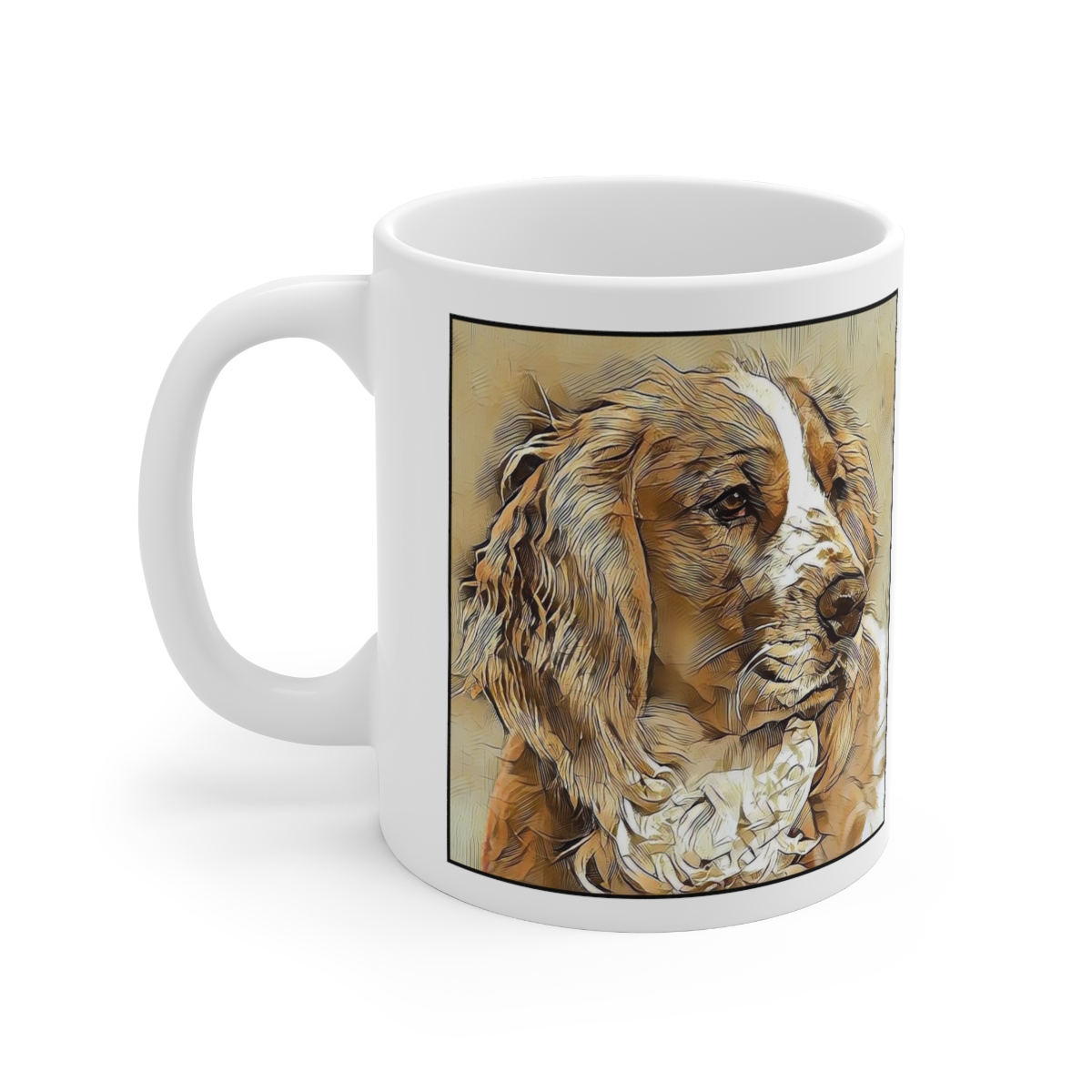 Custom Welsh Springer Spaniel Dog Mug - Coloromo Art Style Hairy Styles ...