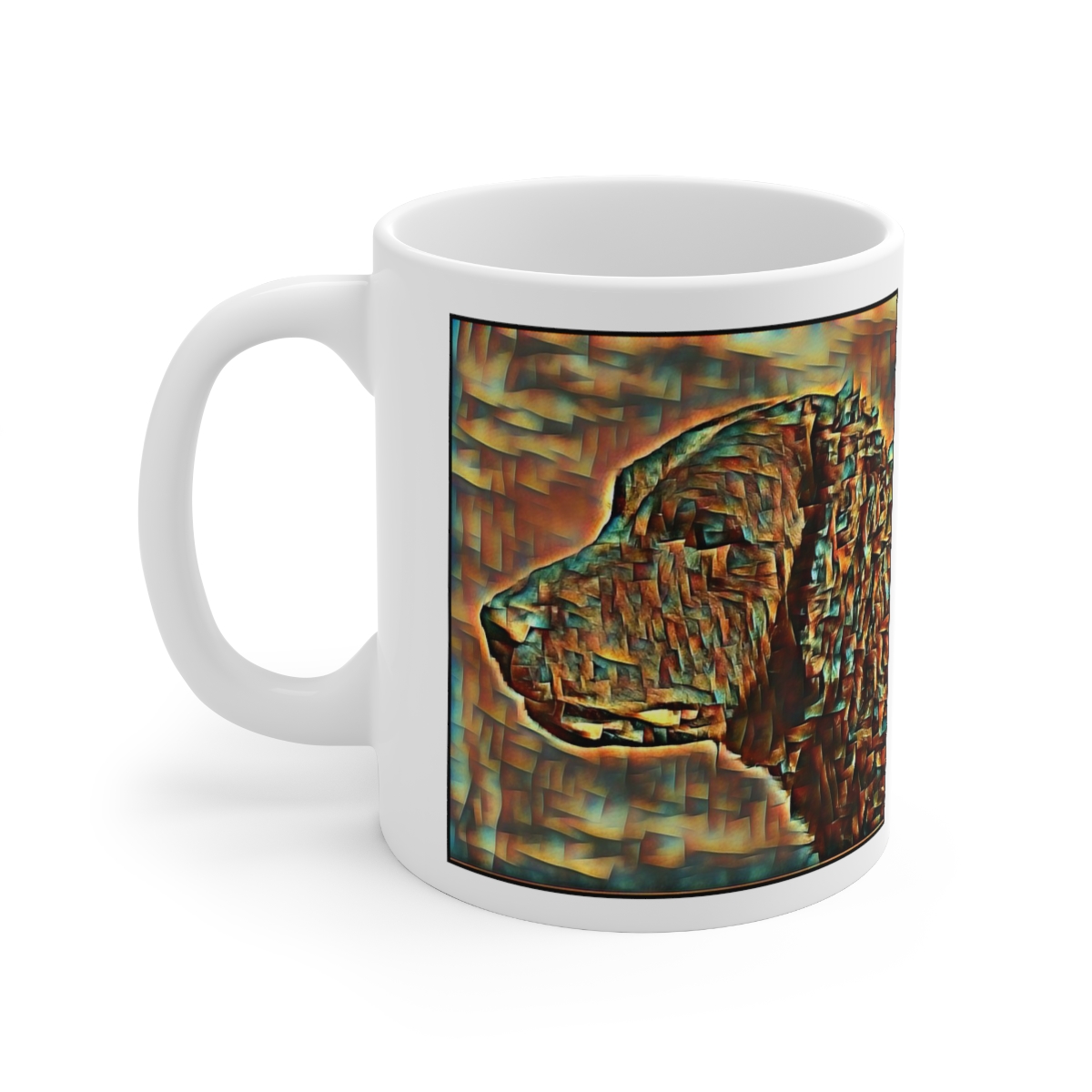 Custom Curly Coated Retriever Dog Mug - Coloromo Art Style Cool Cubist ...