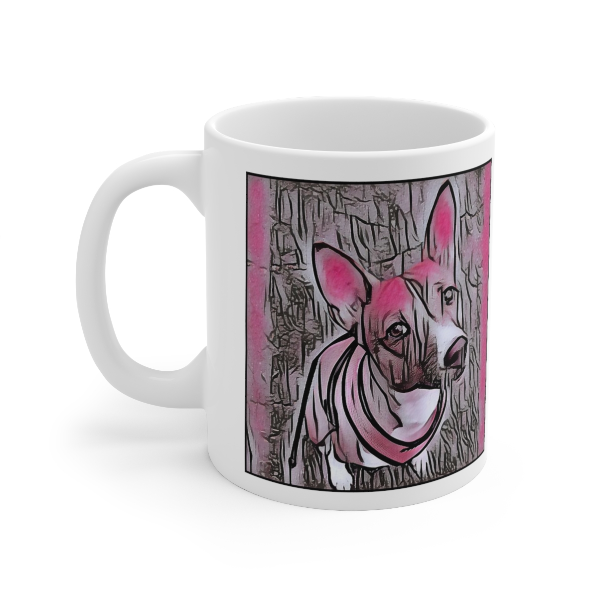 Custom Basenji Dog Mug - Coloromo Art Style Comic Pink | Coloromo