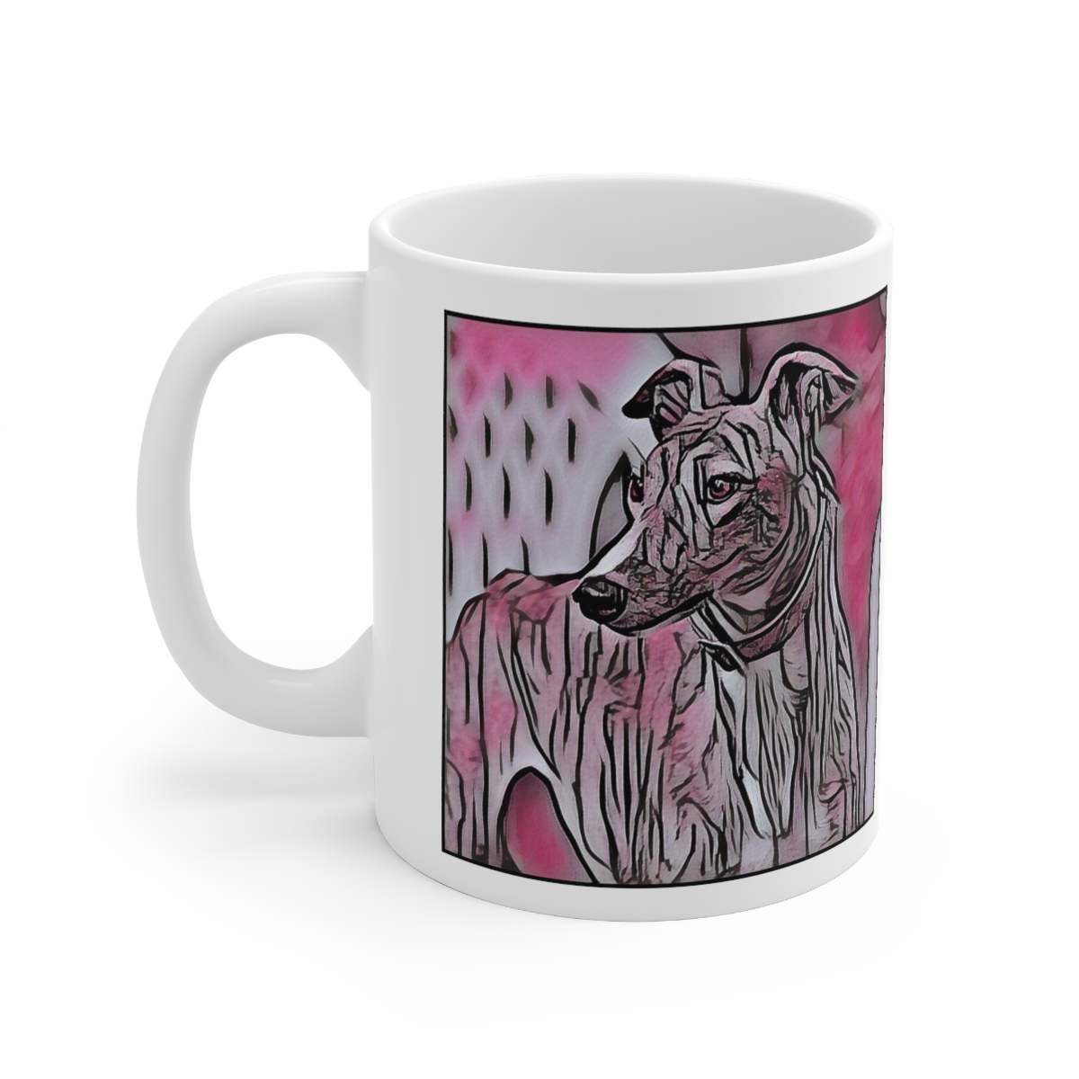 Custom Greyhound Dog Mug - Coloromo Art Style Comic Pink | Coloromo