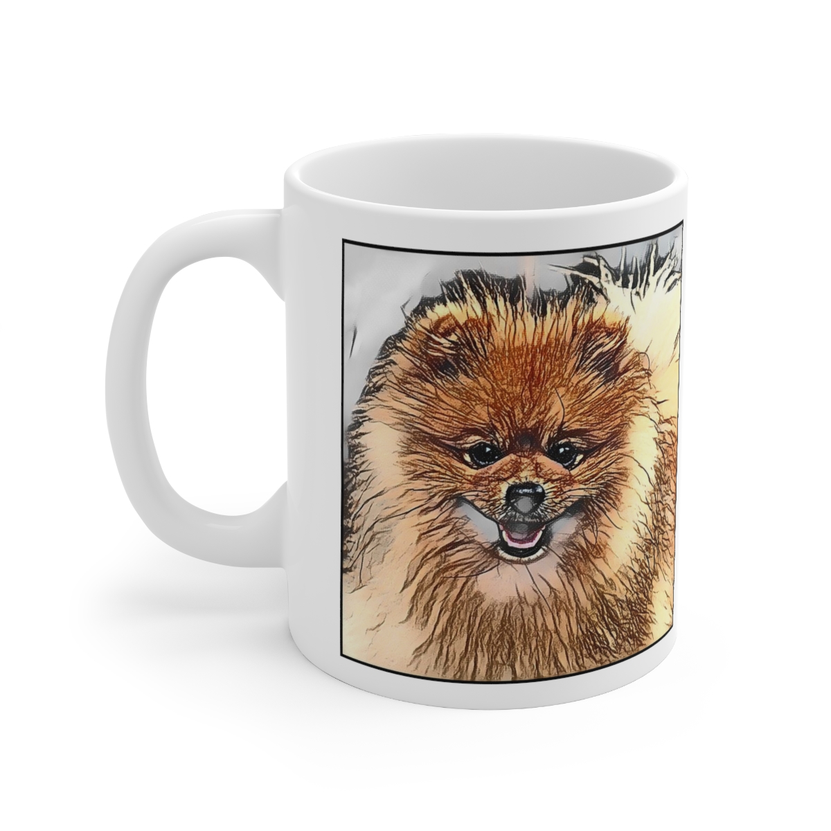 Custom Pomeranian Dog Mug - Coloromo Art Style Penciled In | Coloromo