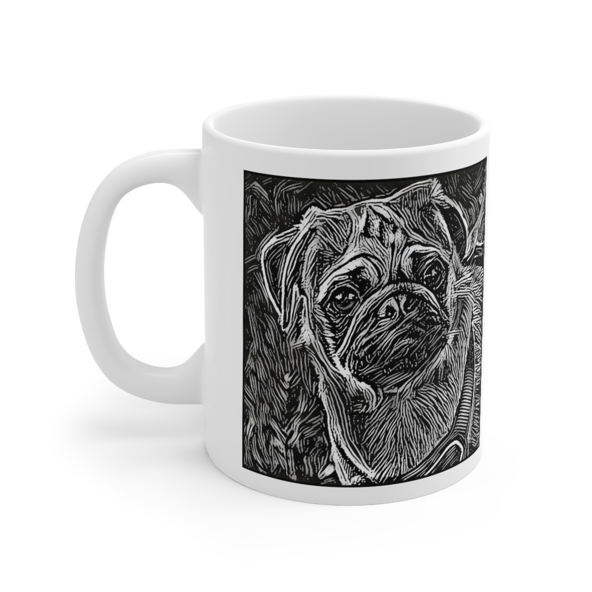 Custom Pug Dog Mug - Coloromo Art Style Licorice Lines | Coloromo