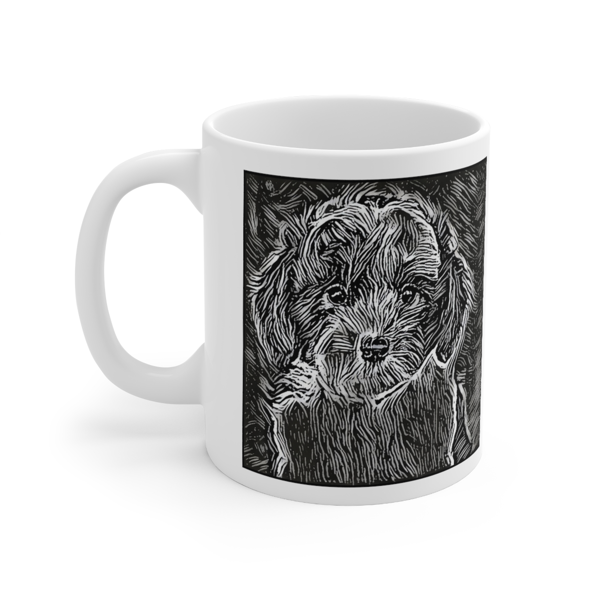 Custom Sheepadoodle Dog Mug - Coloromo Art Style Licorice Lines | Coloromo